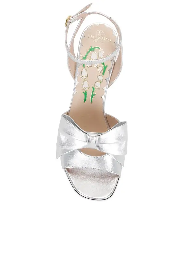 Valentino Garavani Bowow Metallic Sandal - Silver