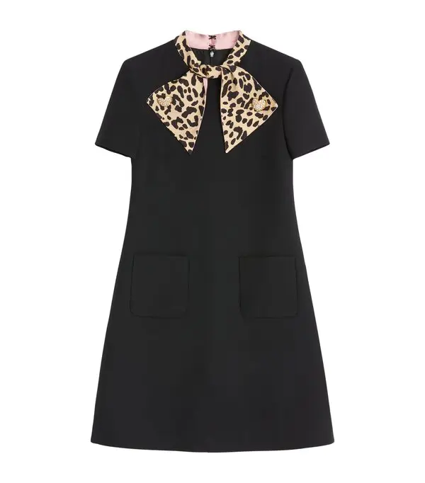 Valentino Garavani Wool-silk Leopard-tie Mini Dress