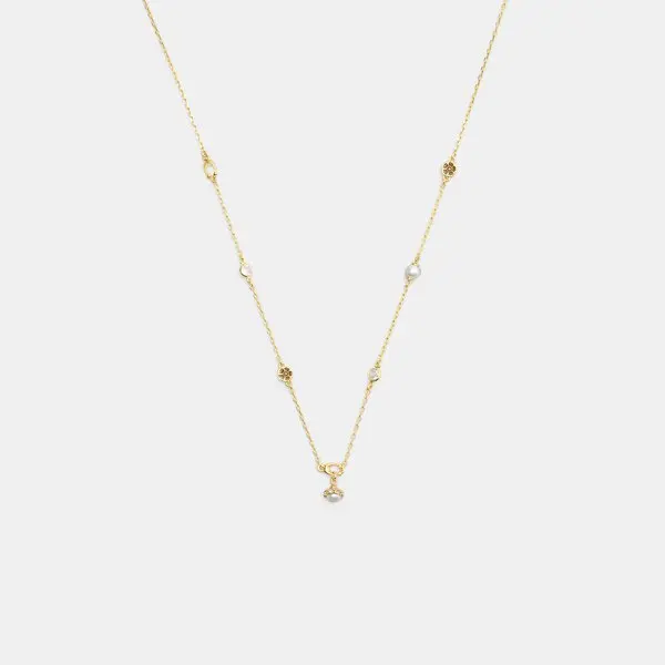 COACH Pearl Charm Necklace - Gold/pearl