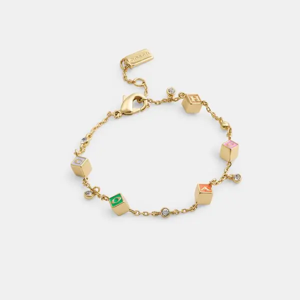 Coach Mini Block Letters Bead Bracelet In Gold/Multi - 30  display picture 1