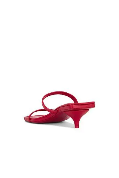 ST. AGNI Fine Strap Kitten Heel Sandals - Rosso