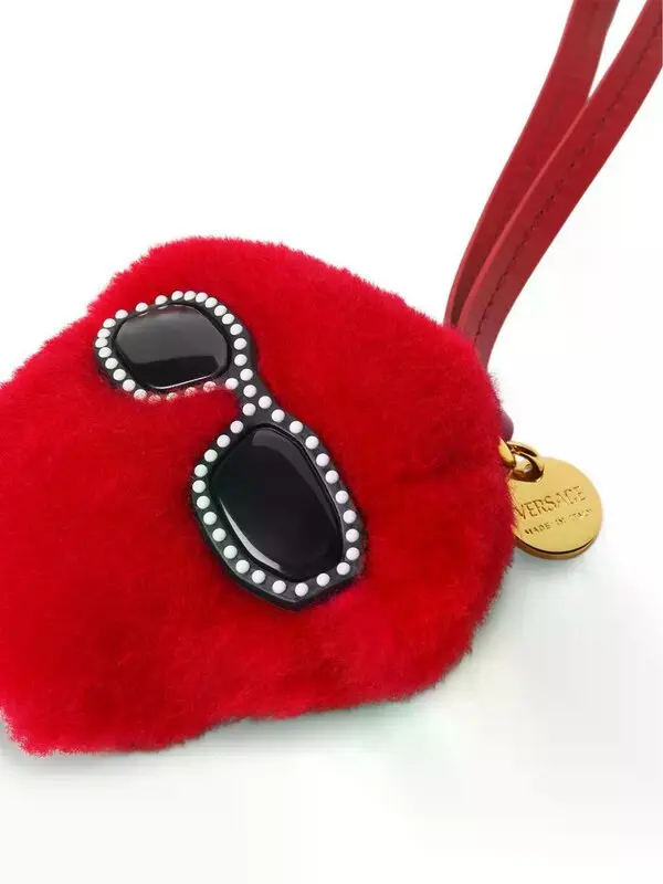 Versace Medusa Fur Keyring - Red