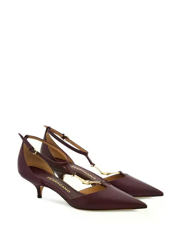 FERRAGAMO 40mm T-strap Buckle Pumps - Red