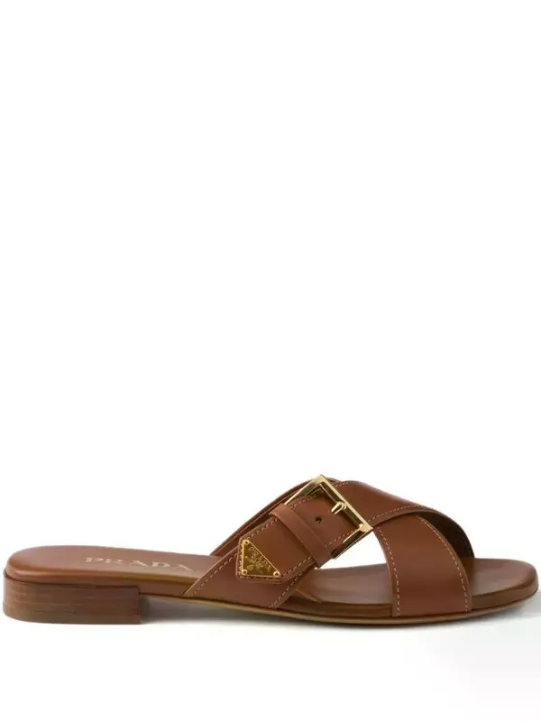 Prada Crisscross Buckle-fastening Sandals - Brown