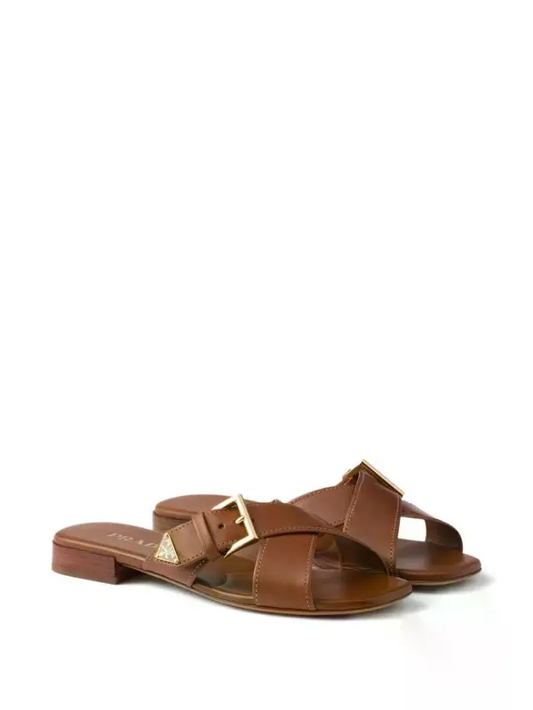 Prada Crisscross Buckle-fastening Sandals - Brown