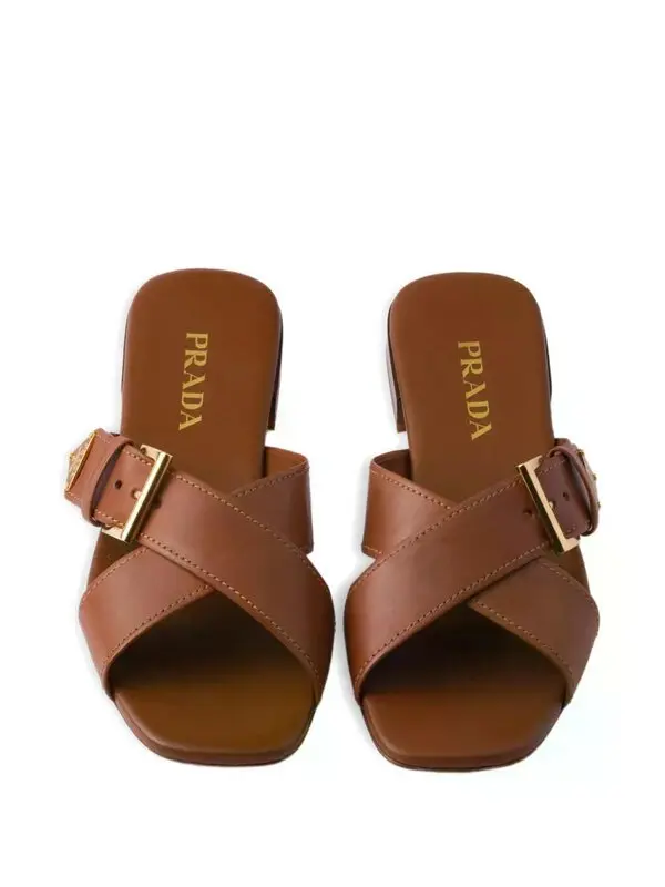 Prada Crisscross Buckle-fastening Sandals - Brown