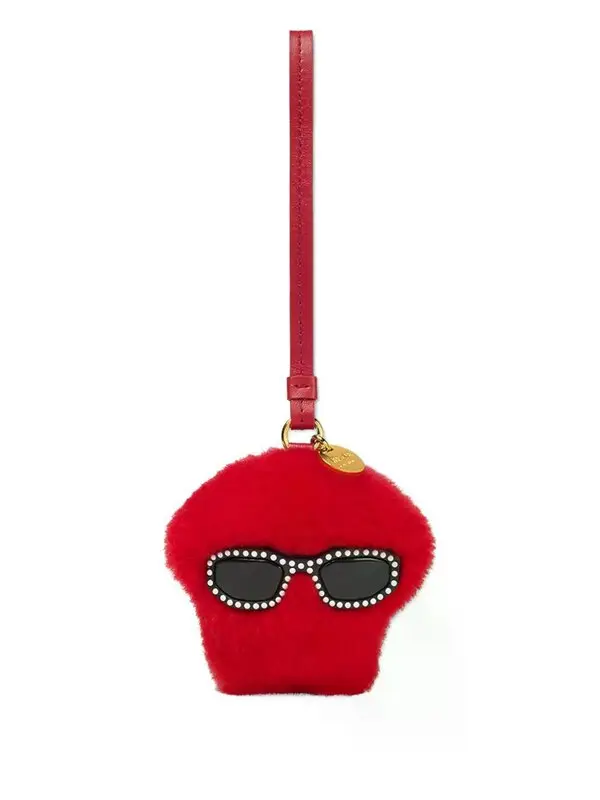 Versace Medusa Fur Keyring - Red