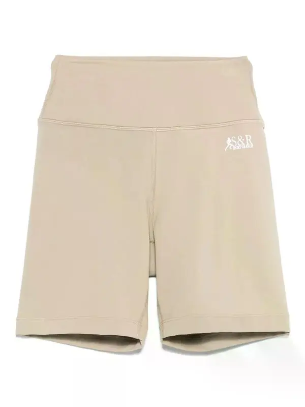 SPORTY & RICH Sr Runner Logo Biker Shorts - Neutrals