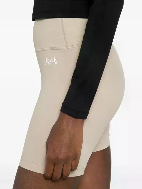 SPORTY & RICH Sr Runner Logo Biker Shorts - Neutrals