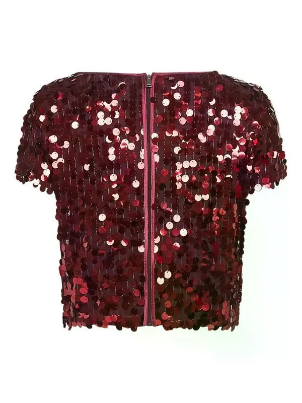 Blanca Vita Sequin Embroidered Top In Red - 30% Off | Editorialist