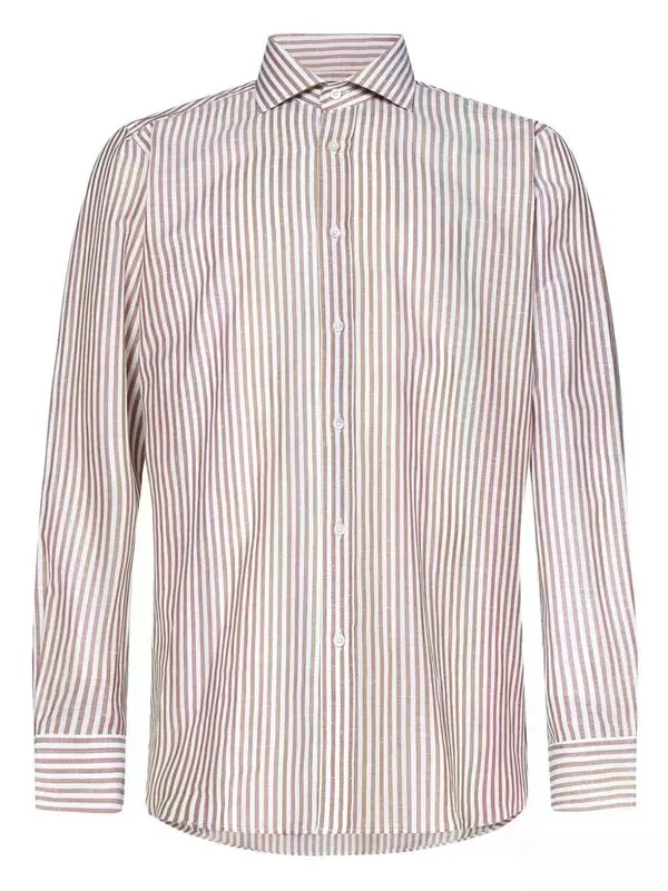 FRANZESE COLLECTION David Beckham Striped Spread-collar Shirt - Neutrals