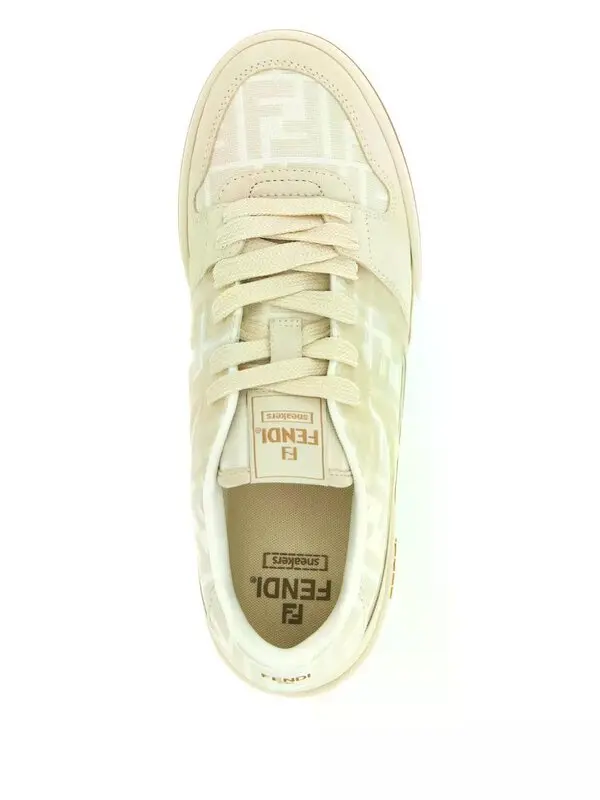 Fendi Ff-jacquard Low-top Sneakers - Neutrals