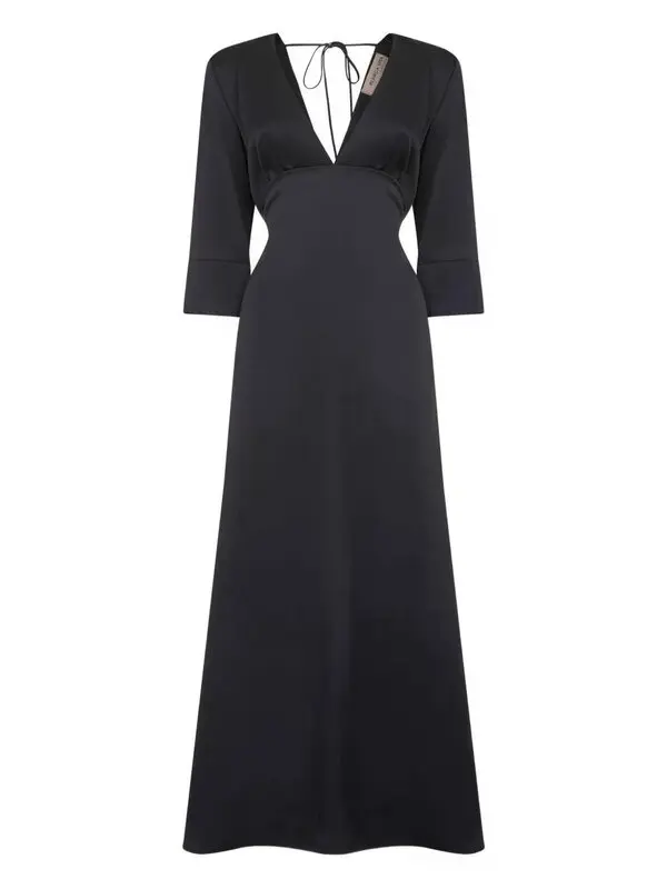 BLANCA VITA Neck-tie Flared Maxi Dress