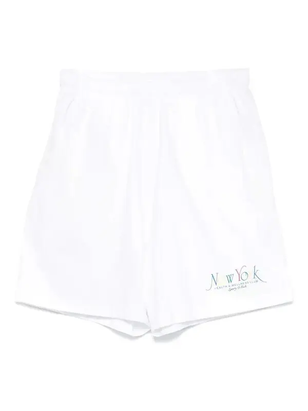 SPORTY & RICH Logo Cotton Shorts - White