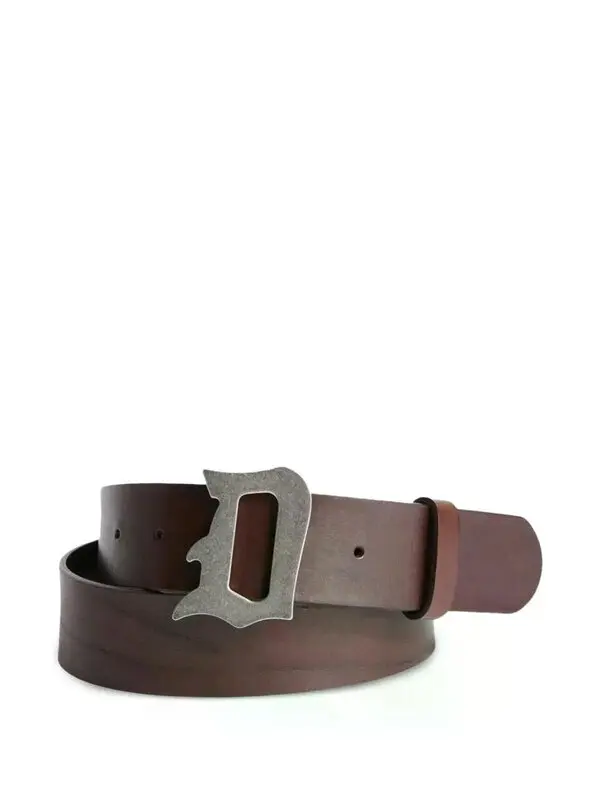 DONDUP Letter-buckle Leather Belt - Brown