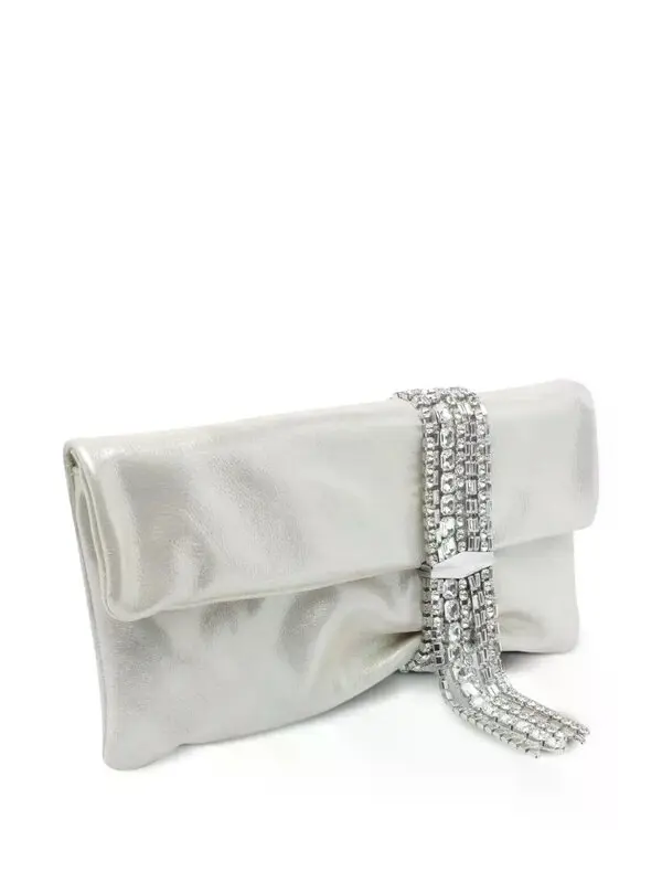 JIMMY CHOO Medium Zandra Crystal-embellished Clutch - Neutrals