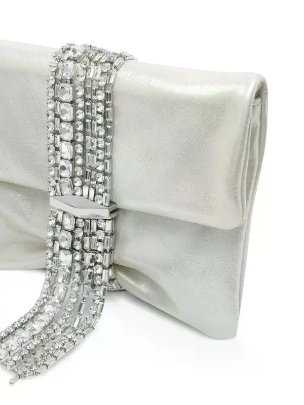 JIMMY CHOO Medium Zandra Crystal-embellished Clutch - Neutrals