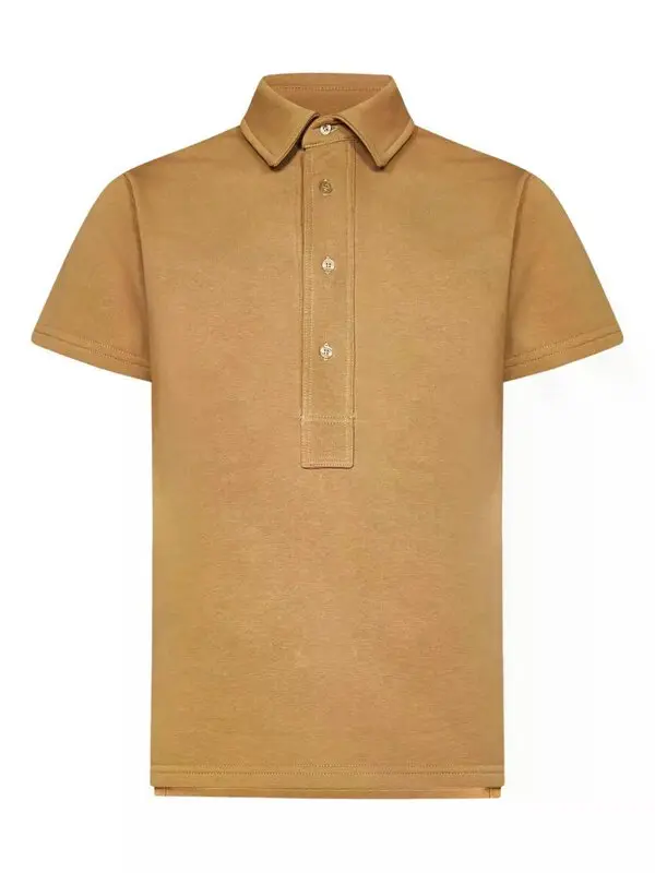 FRANZESE COLLECTION Wimbledon Four-button Placket Polo Shirt - Brown
