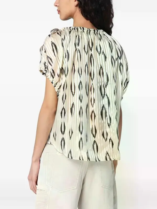 Isabel Marant Graphic-pattern Pleated Blouse - Neutrals
