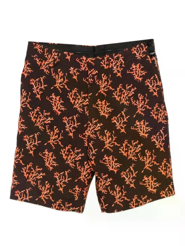 Fendi Coral-print Linen Shorts