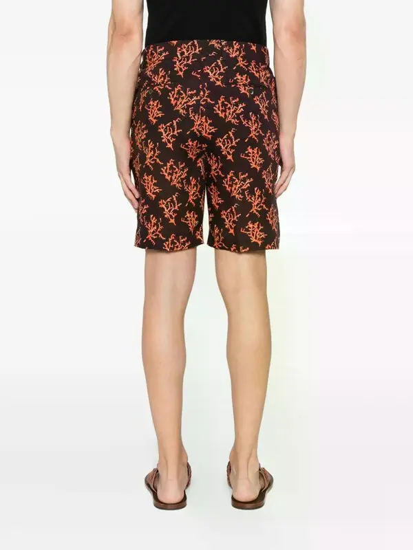 Fendi Coral-print Linen Shorts
