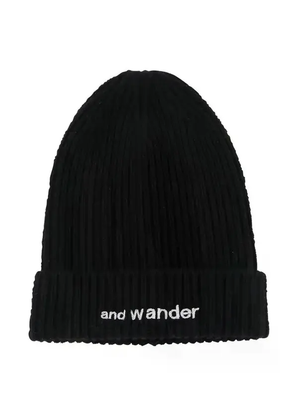 AND WANDER Ribbed-knit Beanie - Black