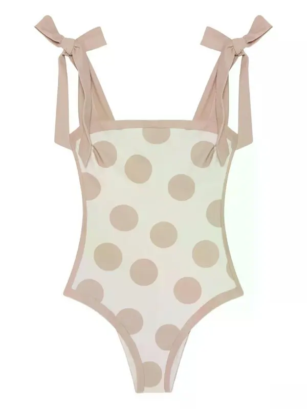 Simkhai Polka-dot Tie-detail Swimsuit - Neutrals