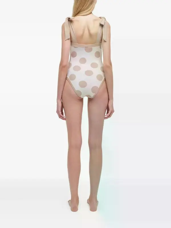 Simkhai Polka-dot Tie-detail Swimsuit - Neutrals
