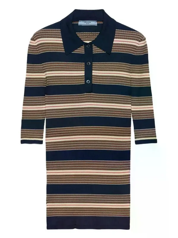 Prada Striped Polo Shirt - Blue