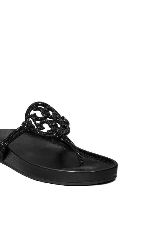 Tory Burch Miller Cloud Knotted Pavé Sandal - Perfect Black