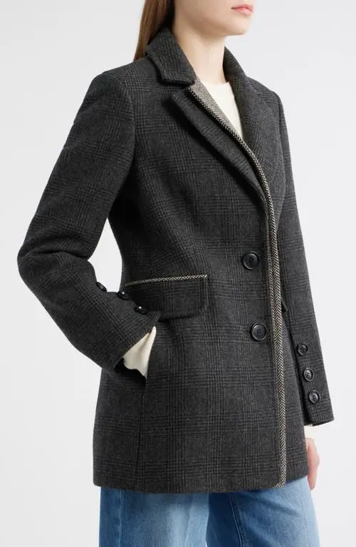 Sam Edelman Houndstooth Layered Wool Blend Coat