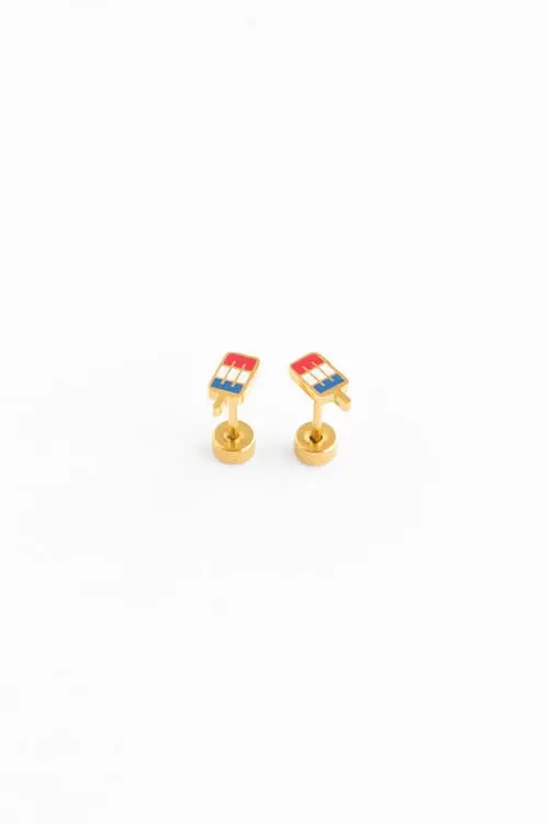 PIP POP Patriotic Pop Stud Earrings - Red, White & Blue
