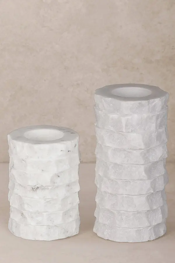 GAURI KOHLI Flores Marble Taper Candle Holders