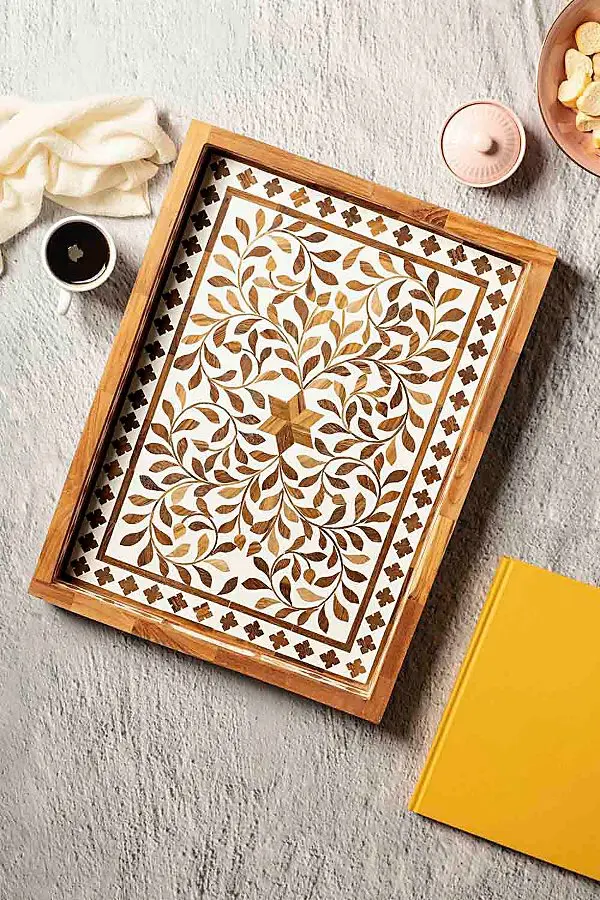GAURI KOHLI Jodhpur Rectangle Tray - Brown