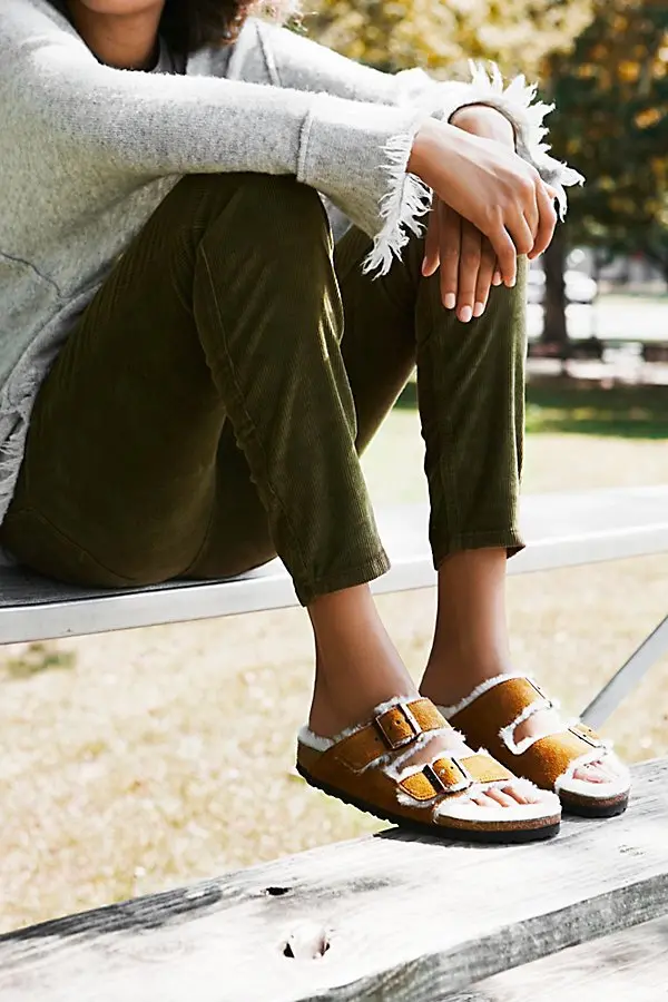 BIRKENSTOCK Arizona Shearling Lined Suede Sandals - Mink Suede