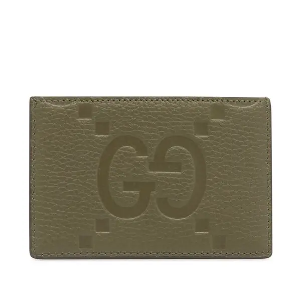 Gucci Gg Jumbo Leather Int 866 Card Case - Green
