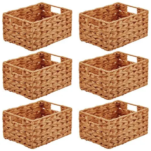 MDESIGN Woven Farmhouse Pantry Food Storage Bin Basket Box - Camel