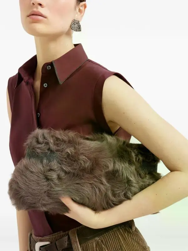 Brunello Cucinelli Wavy Shearling Clutch Bag