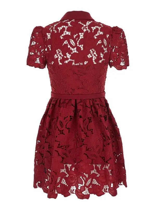 green emerald velvet dress White Embroidered Mini Dress – self-portrait-US main image 0