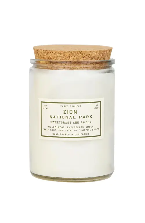 PARKS PROJECT Zion Sweetgrass And Amber Candle - White