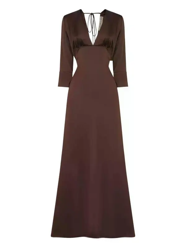 Blanca Vita Neck-Tie Flared Maxi Dress - Brown - 45% Off | Editorialist