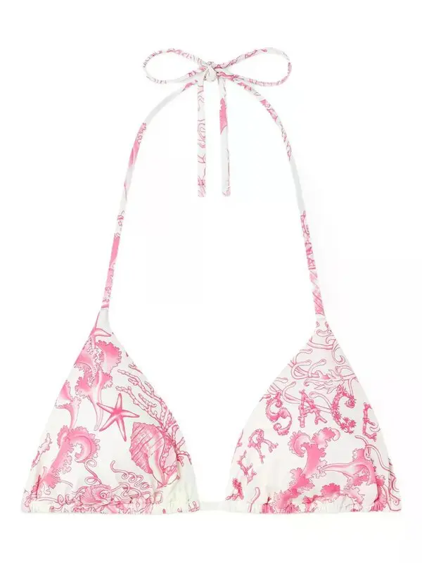Versace Floral-print Triangle Bikini Top - White