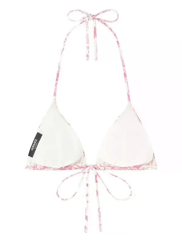 Versace Floral-print Triangle Bikini Top - White