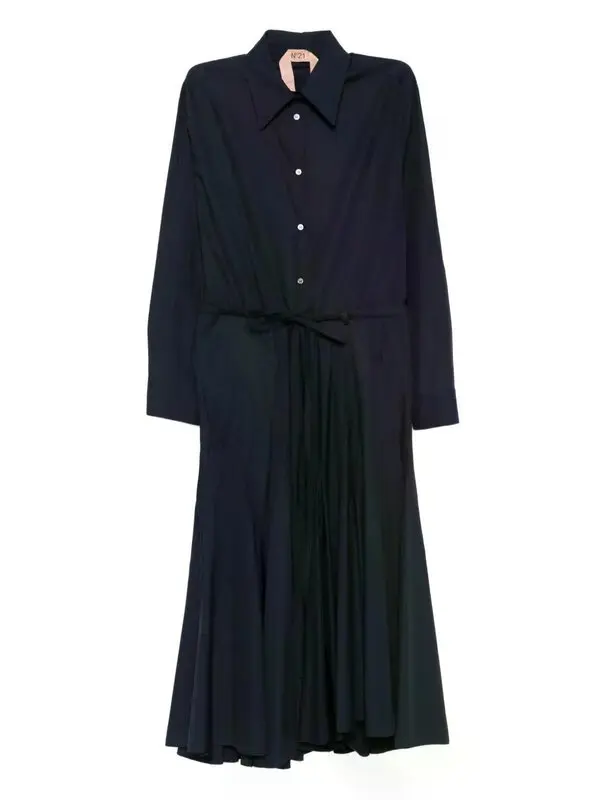 N°21 Button-down Flared Midi Dress - Blue