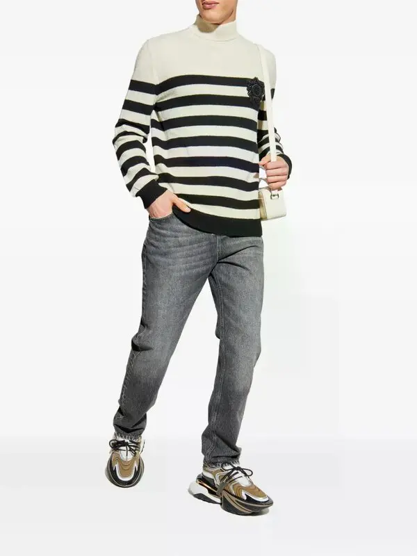 Balmain Striped-pattern Sweater - Neutrals