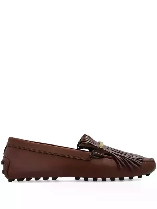 TOD'S Fringe-detail Leather Loafers - S202 Brown