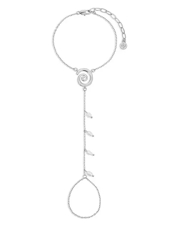 Ettika Aura Cultured Freshwater Pearl Hand Chain - Silver