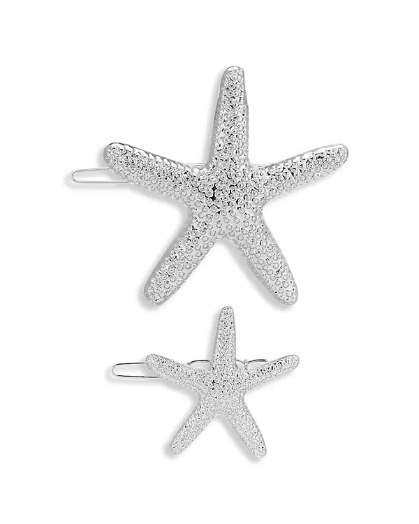Ettika Starfish Hair Barrettes Set Of 2 - Silver