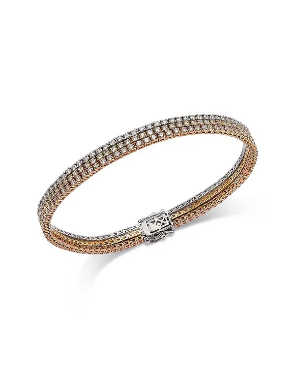 Bloomingdale'S Diamond Triple Row Tennis Bracelet - Tri-color