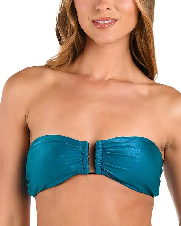 L'Agence Krysta Shimmer Bandeau Bikini Top - Viridian